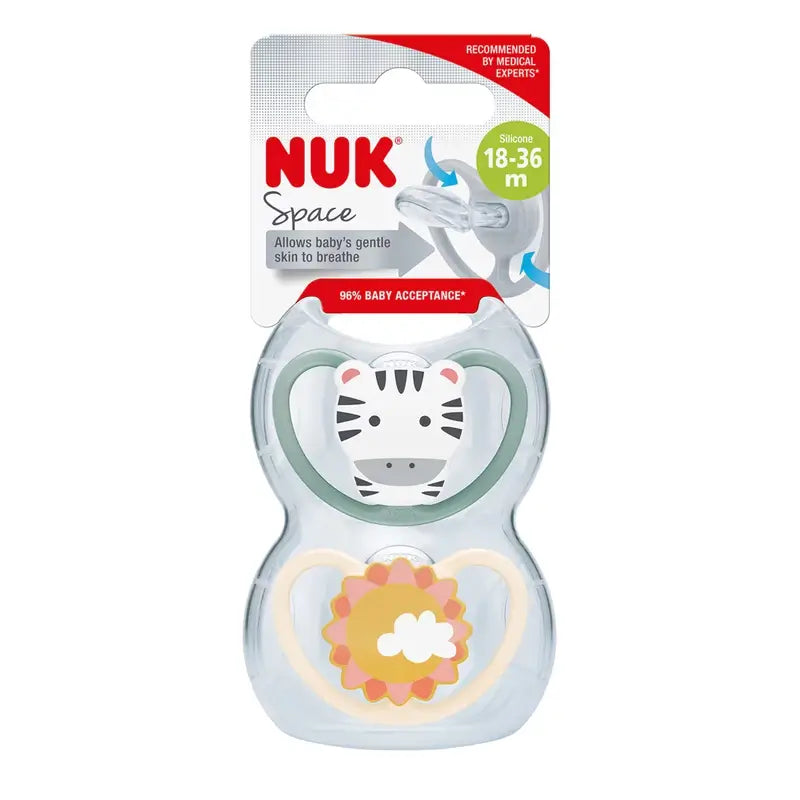 Compra Nuk Chupete Space Zebra/Sol T3 18-36M Silicona , 2 unidades al mejor precio.