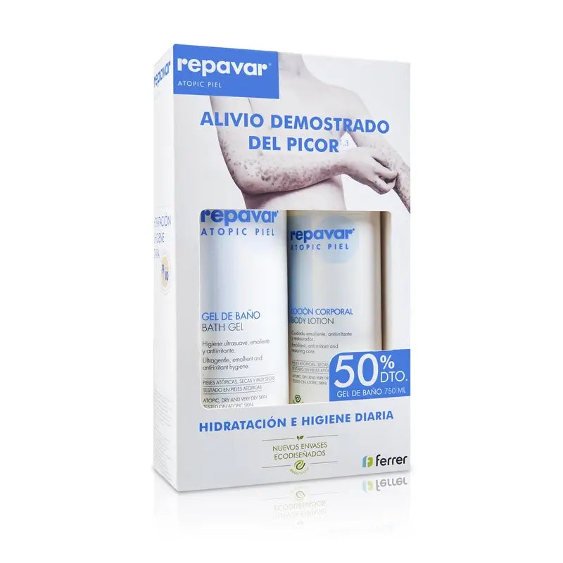 Compra Repavar Atopic Piel Pack Gel 750Ml + Loción 500Ml 50% Dto al ...
